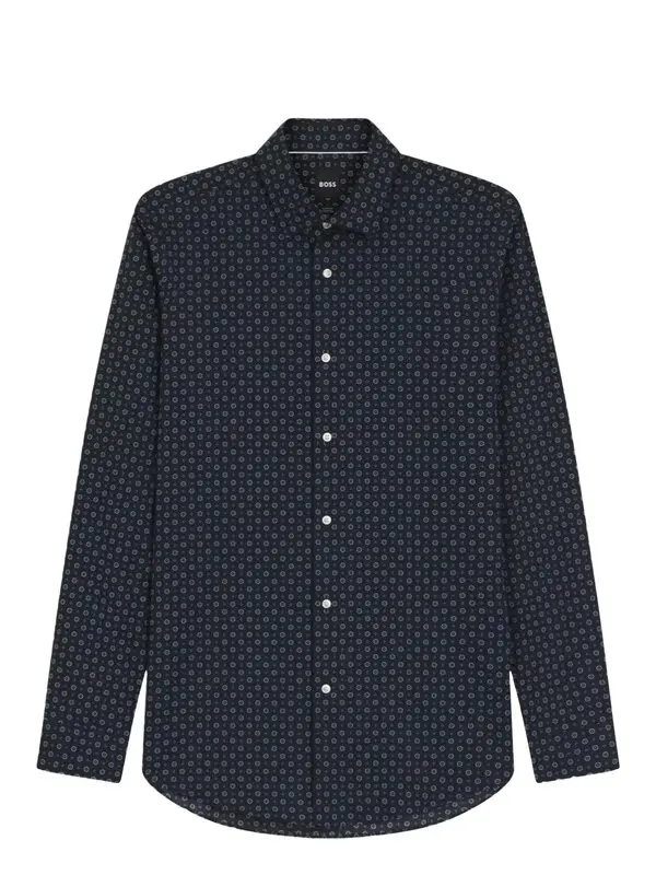 Hugo Boss Slim-fit Business Shirt In Stretch Poplin - Blue Pattern