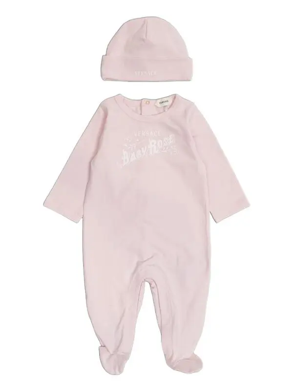 Versace Long-sleeve Bodysuit And Hat Set - Pink