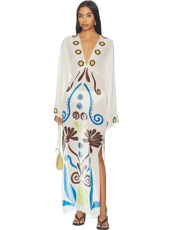 CALA DE LA CRUZ Aysha Kaftan Dress - Blue