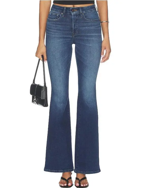 Good American Soft Tech Mid Flare Jeans - Blue