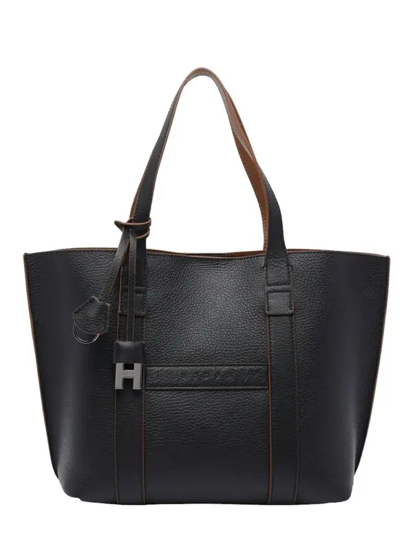 Hogan Script Small Leather Tote Bag - Brown