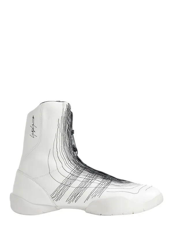 Y3 Regu Hi Graphic Lace-up High-top Leather Sneakers - Grey