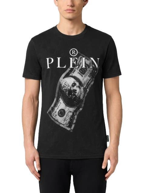 Philipp Plein Jersey T-shirt Skull Strass - Black
