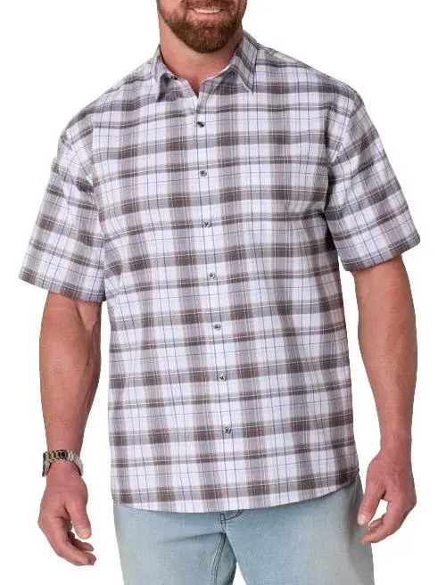 SYNRGY BY DXL Big & Tall Multi Plaid Microfiber Sport Shirt - Grey