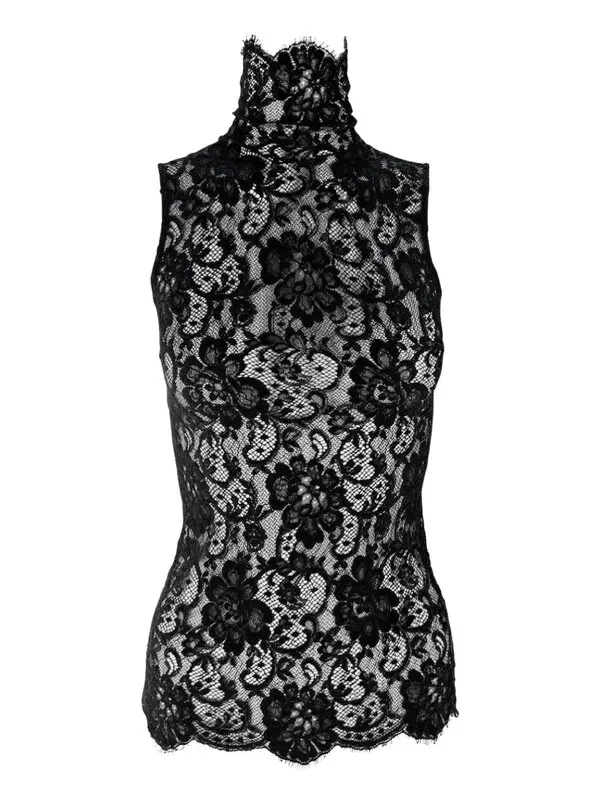 OSCARMORRIS Désir Lace High Neck Sleeveless Blouse - Black