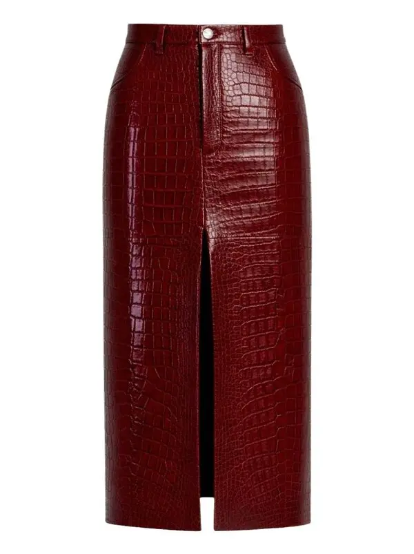 OSCARMORRIS Croco High-waist Skirt - Brown