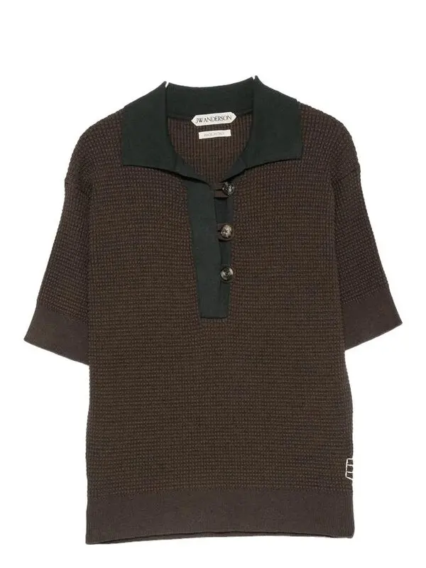 JW Anderson Military Waffle Knit Polo Shirt - Green