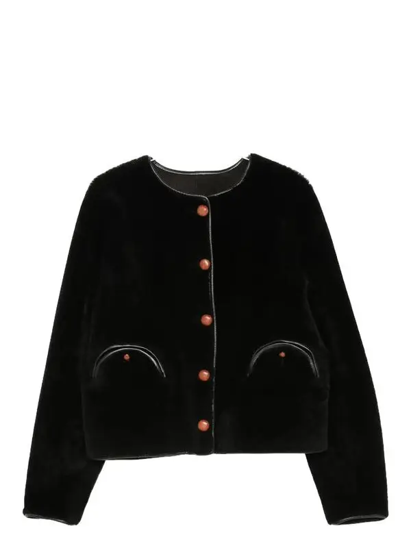 BLAZÉ MILANO Shearling And Leather Trim Jacket - Black