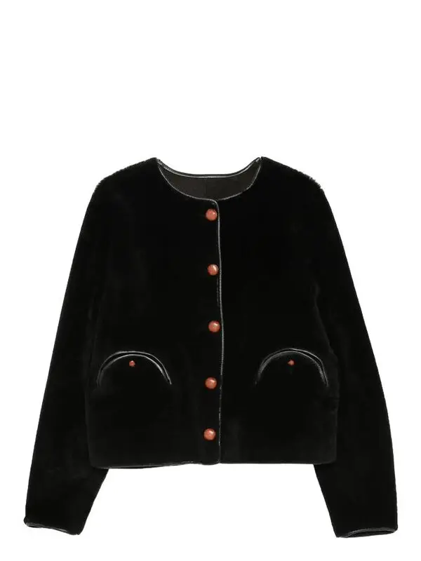 BLAZÉ MILANO Shearling And Leather Trim Jacket - Black