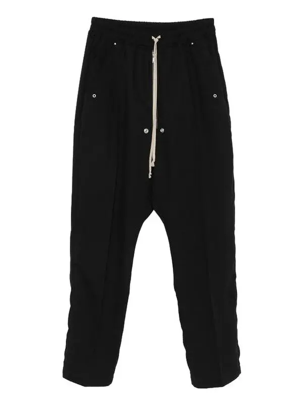 Rick Owens Drop Crotch Wool Trousers - Black