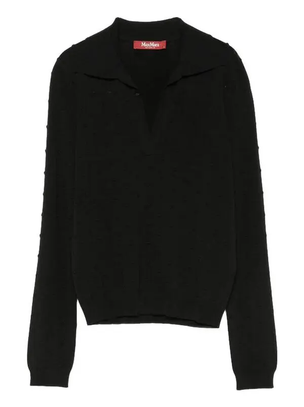 Max Mara Bobble Knit V-neck Jumper - Black