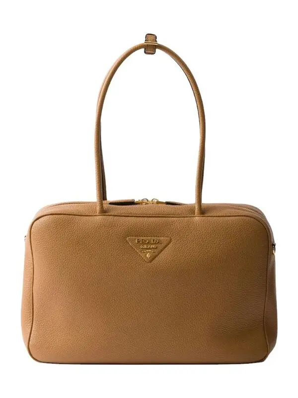 Prada Calfskin Leather Top Handle Bag - Brown
