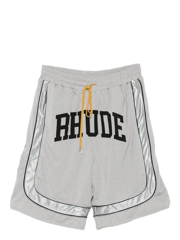Rhude Grey Mesh Logo Track Shorts - Gray