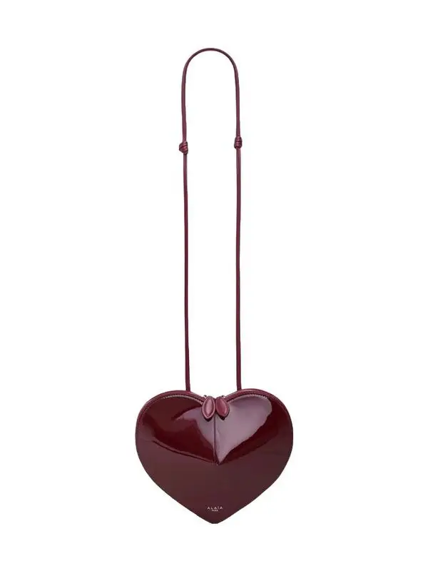 Alaïa Burgundy Patent Leather Heart Shape Bag - Red