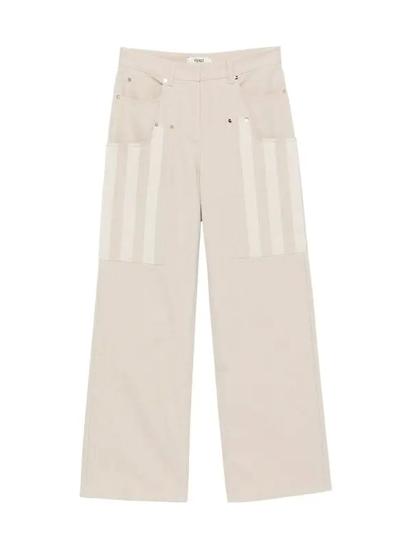 Fendi Pequin Jacquard Cotton Drill Trousers - Multicolor