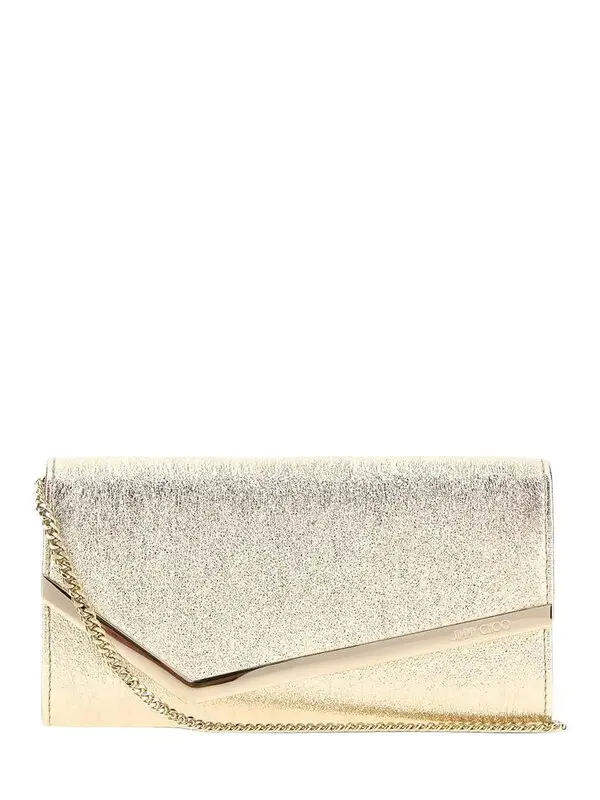 JIMMY CHOO Emmie Clutch Bag In Platinum Ice Brilliance Fabric - Silver