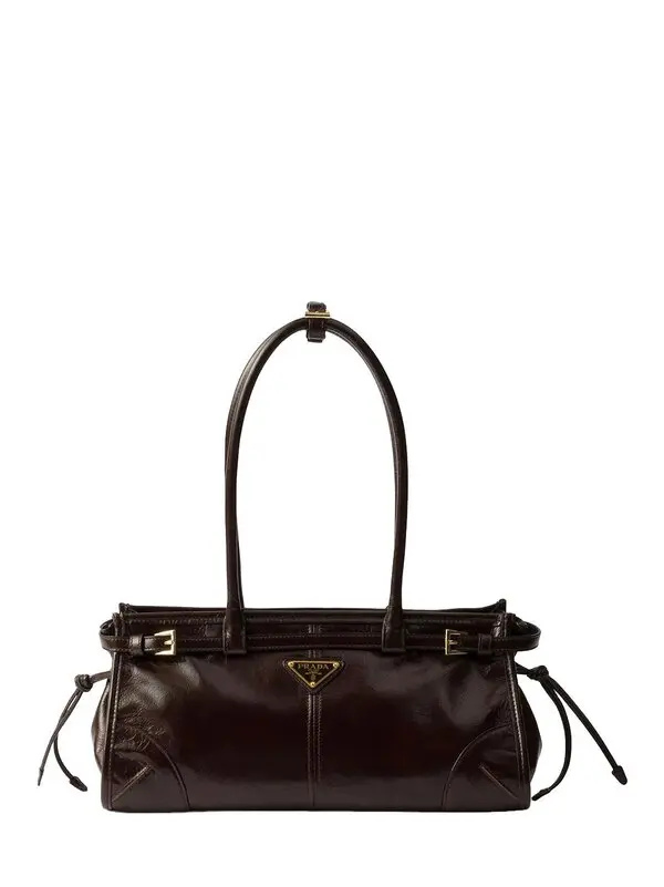 Prada Bonnie Medium Leather Handbag - Brown