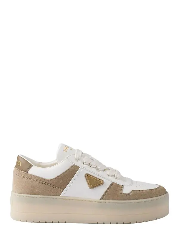 Prada Downtown Nappa Leather And Suede Sneakers - Multicolor