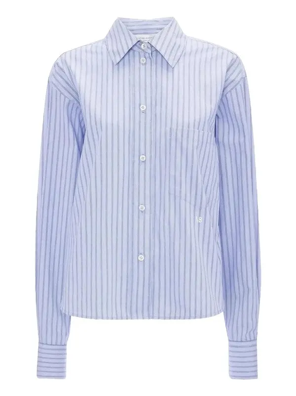 Victoria Beckham Ellys Striped Cotton Shirt - Blue