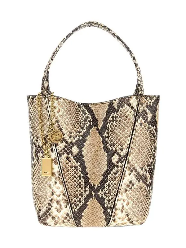 Chloé Small Spin Tote Bag In Python-effect Leather - Multicolor