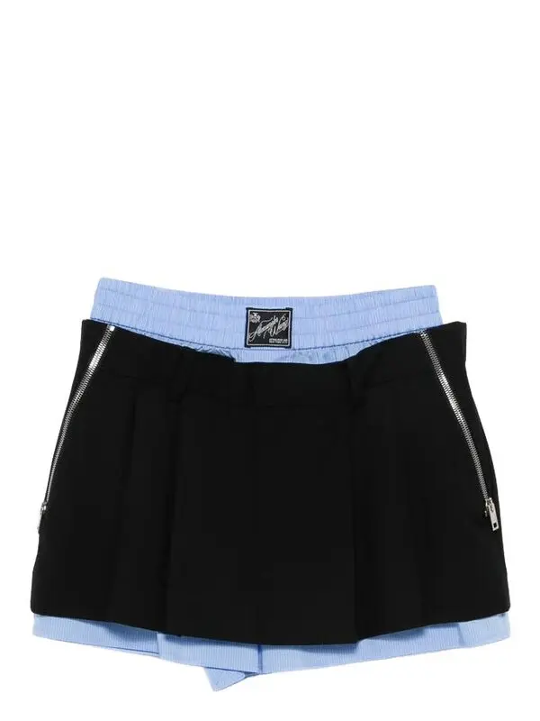Alexander Wang Logo Patch Pleated Mini Shorts - Black