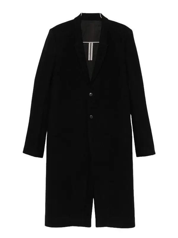 Rick Owens Single Breasted Coat With Notched Lapels And Vented Back - Black