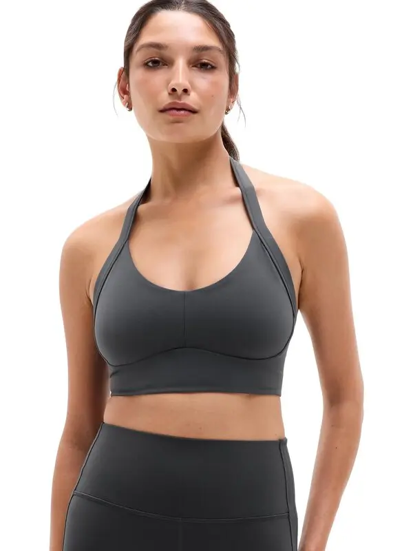 Athleta Revitalize Halter Sports Bra A-c - Ash