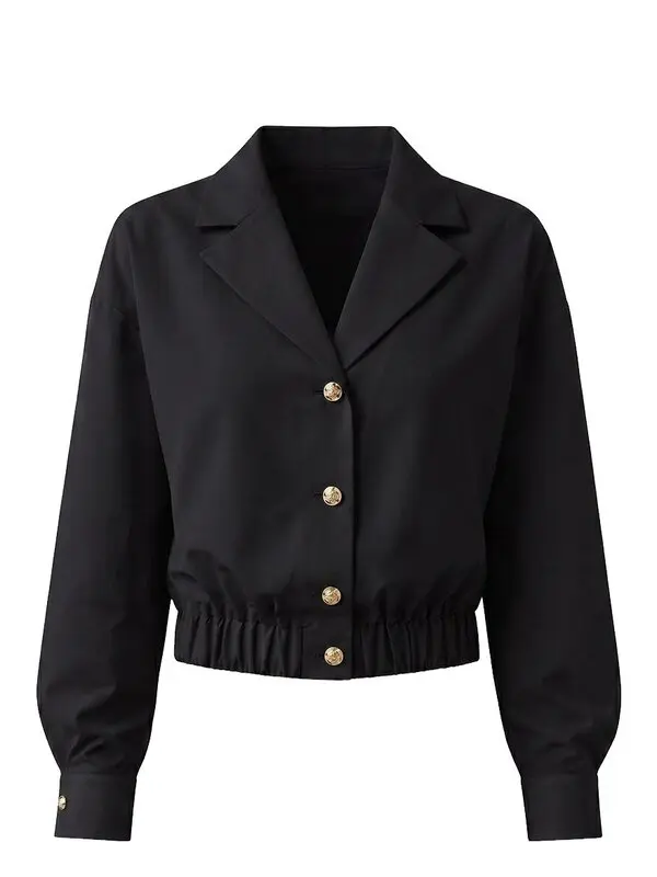 EXQUISE Romina Shawl Collar Jacket With Gold Button Detail - Black