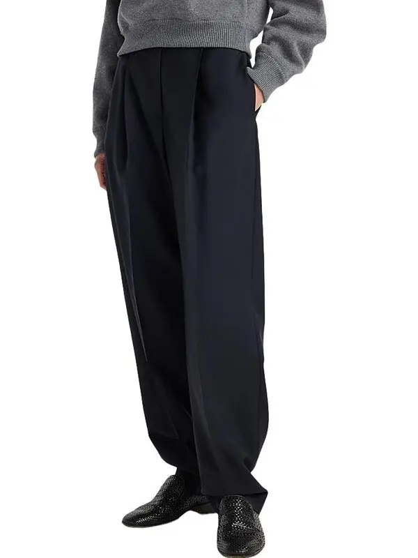 RÓHE Daria Single Pleat Straight Leg Trousers - Navy
