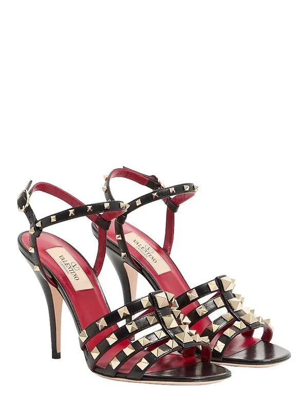 Valentino Garavani Rockstud Embellished Stiletto Sandals - Black