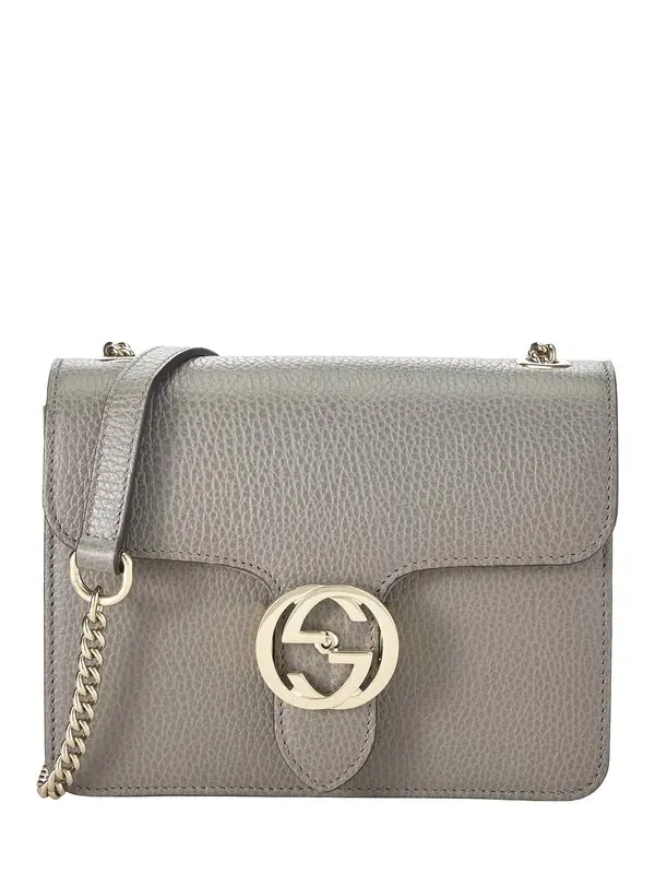 Gucci Leather Interlocking Crossbody - Grey