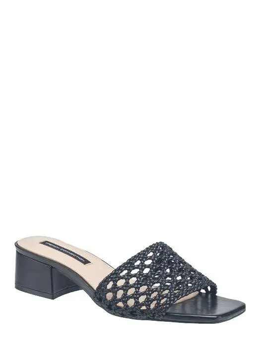 French Connection Woven Mule With Block Heel - Black