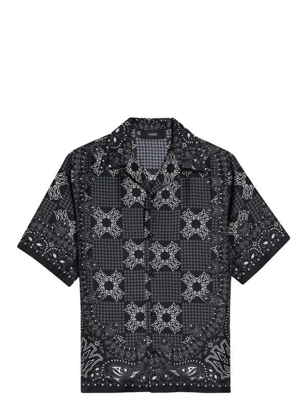 Amiri Ma Check Silk Camp Shirt - Black