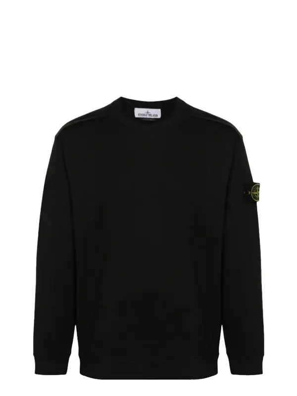 Stone Island Cotton Sweatshirt With Detachable Compass Badge - Black