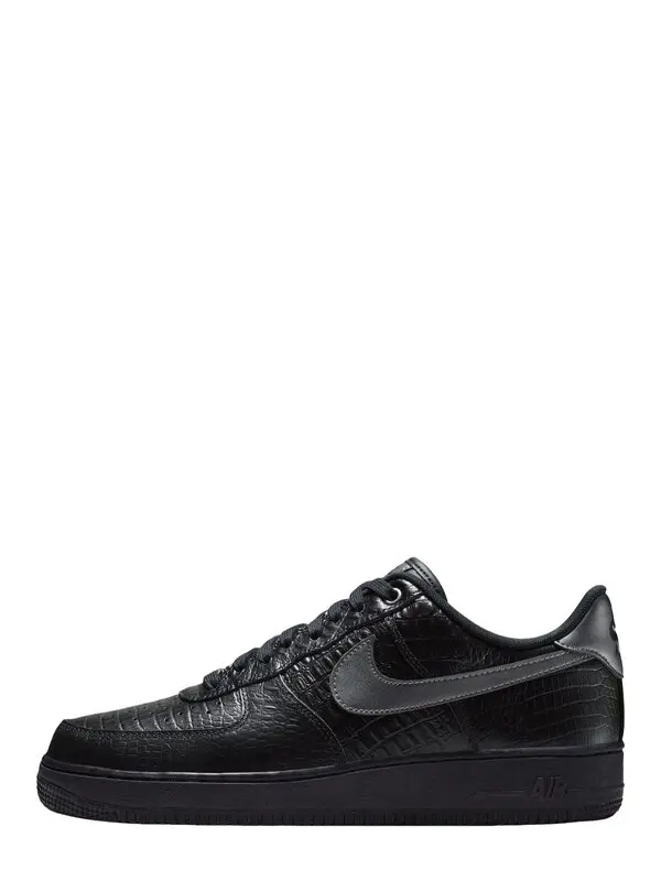 Nike Force 1 Low Croc Effect Sneakers - Black/metallic Dark Grey