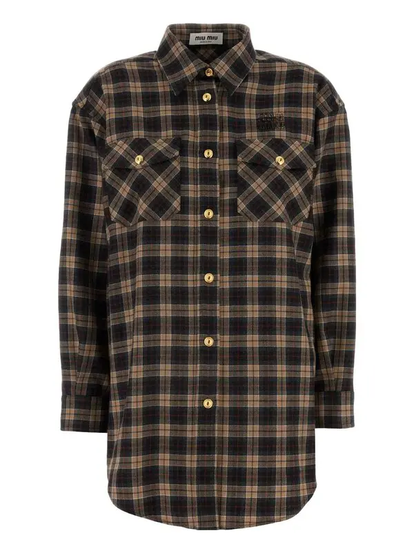 Miu Miu Embroidered Oversize Wool Shirt - Multicolor