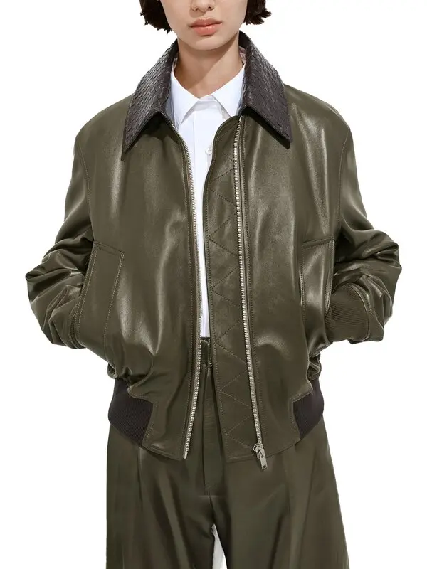 Bottega Veneta Shiny Lambskin Leather Blouson - Multicolor