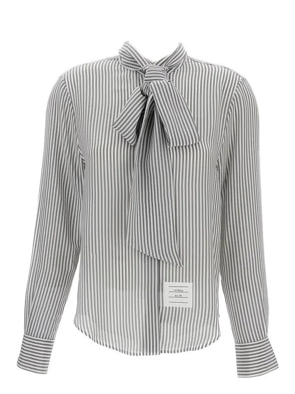 Thom Browne Striped Silk Detachable Collar Shirt - Multicolor