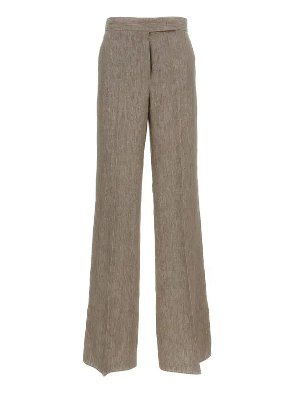 Max Mara High-waisted Linen Palazzo Trousers - Multicolor