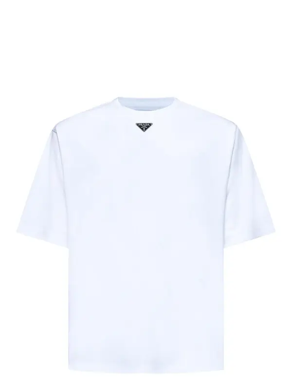 Prada Abbigliamento Oversized White Cotton Logo T-shirt - Multicolor