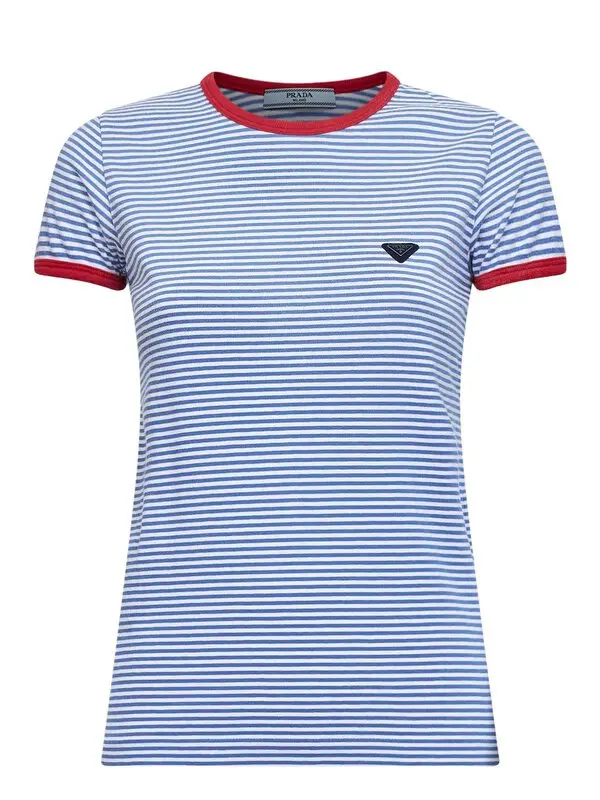 Prada Striped Cotton T-shirt - Multicolor
