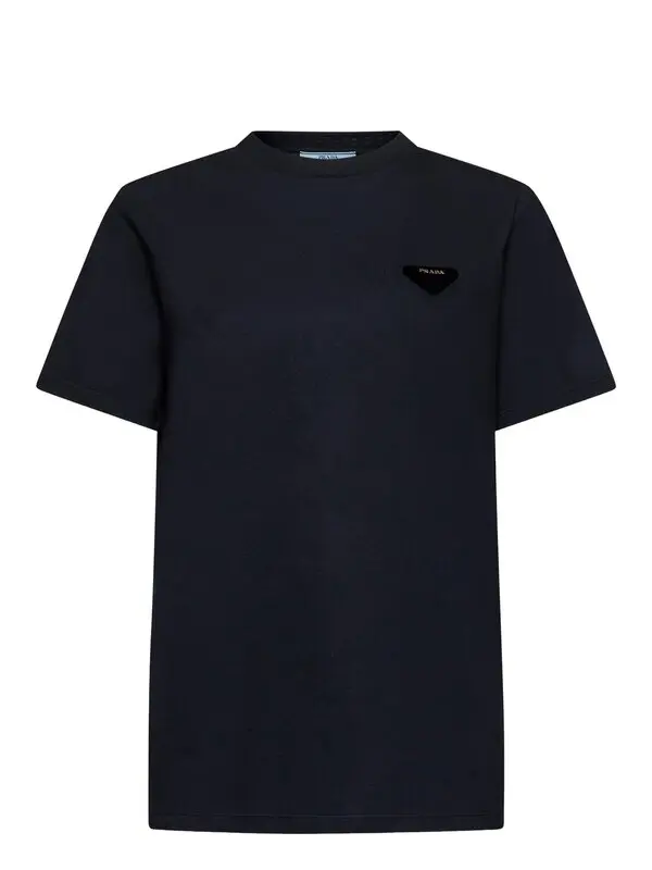 Prada Logo Patch Cotton T-shirt - Multicolor