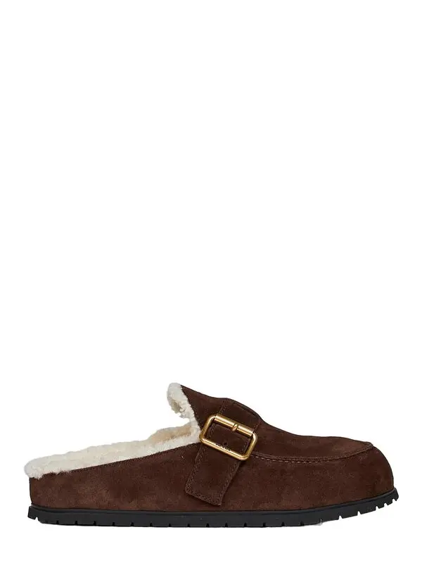 Prada Suede And Shearling Mules - Multicolor