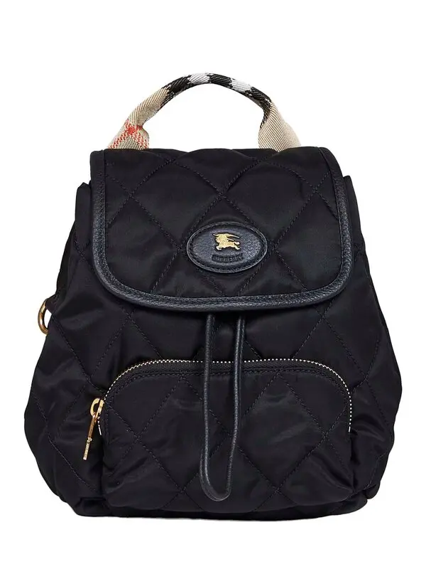 Burberry Quilted Nylon Horseshoe Mini Backpack With Equestrian Knight Design - Multicolor