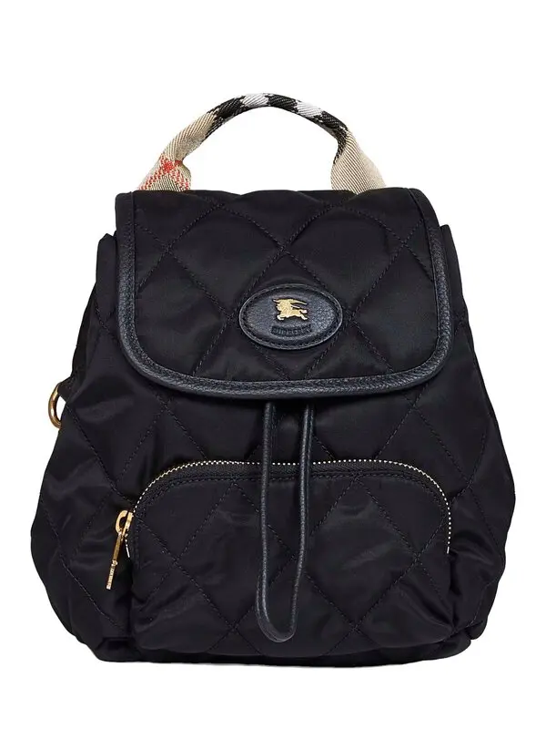 Burberry Quilted Nylon Horseshoe Mini Backpack With Equestrian Knight Design - Multicolor