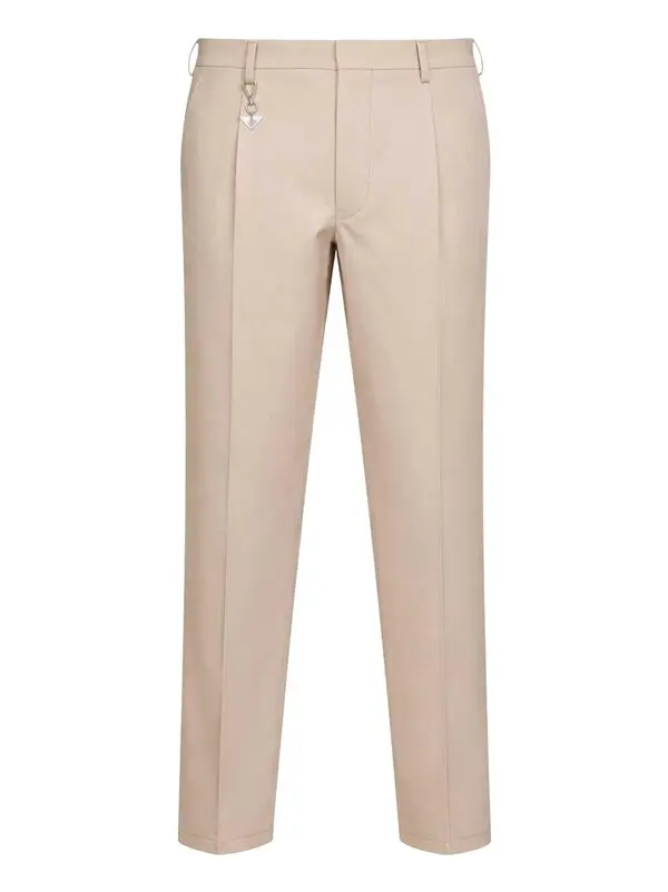 Prada Sand Cotton Trousers With Detachable Logo Keyring - Multicolor