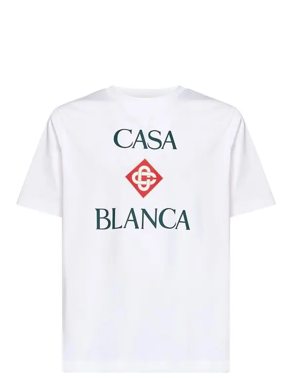 Casablanca White Cotton Jersey Diamond Logo T-shirt - Multicolor
