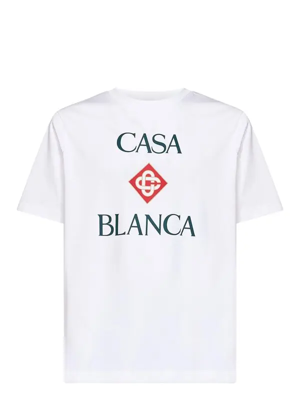 Casablanca White Cotton Jersey Diamond Logo T-shirt - Multicolor