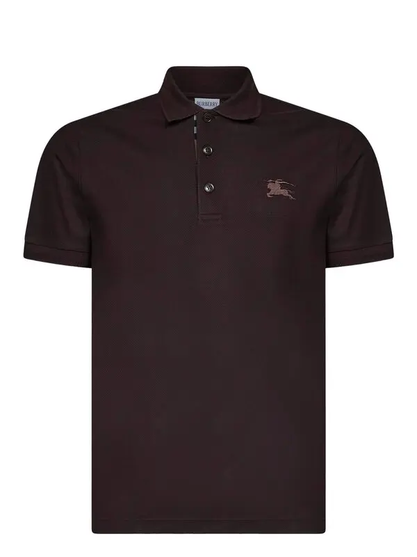 Burberry Clove Brown Cotton Pique Embroidered Polo Shirt - Multicolor