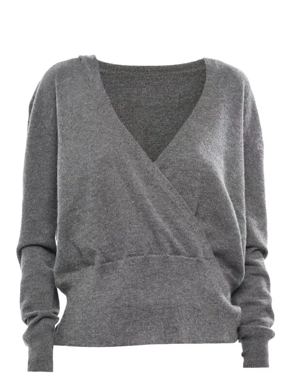 Malo Hooded V-neck Sweater - Grey